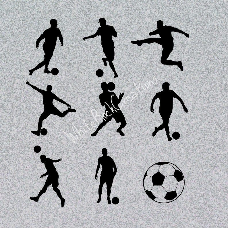 Soccer Players Svg Footballers Black Shapes Silhouette Svg | Etsy