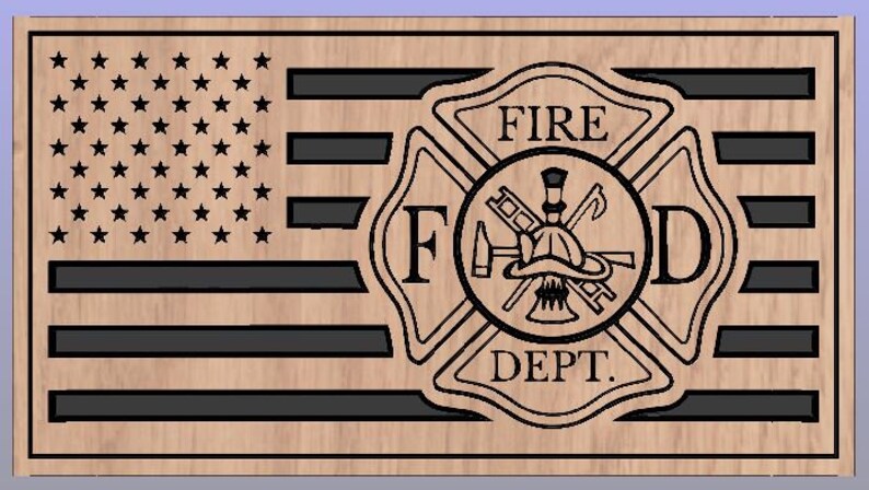 US Flag Fire Dept Flag Firefighter DXF SVG - Etsy