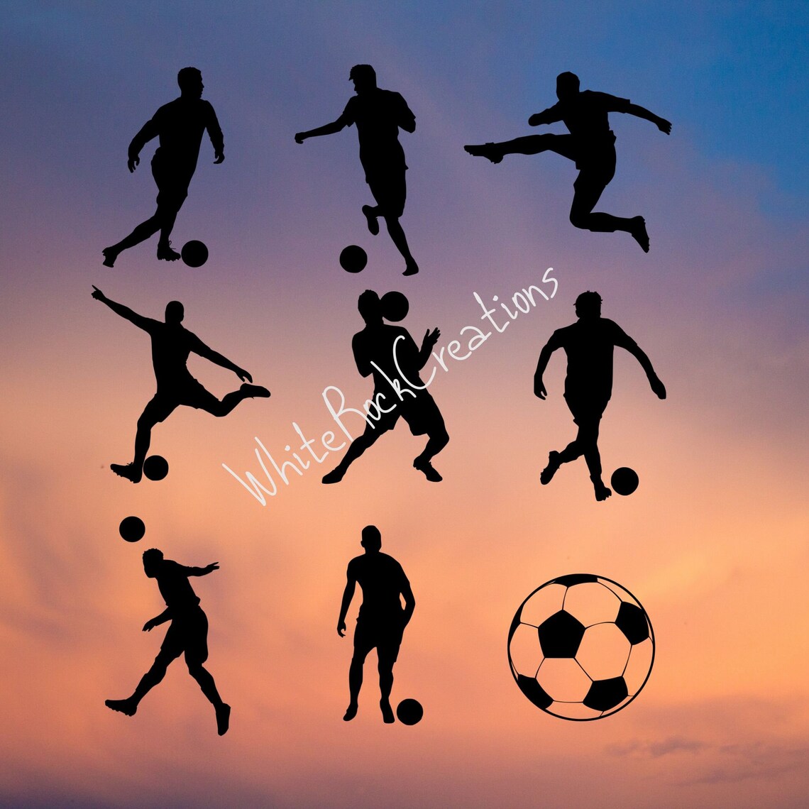 Soccer Players Svg Footballers Black Shapes Silhouette Svg - Etsy