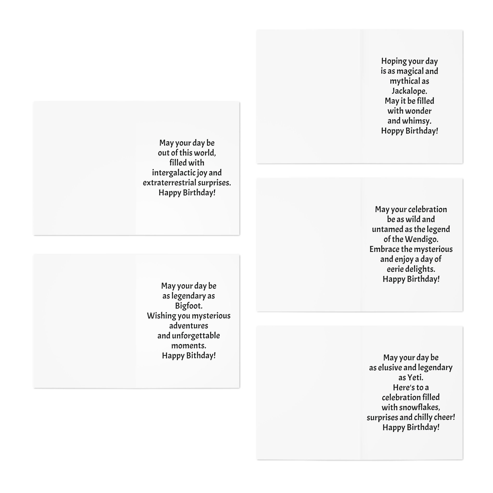 Birthday Cryptid Greeting Cards, 5-pack, Corny Cryptid Cards, Cryptid ...