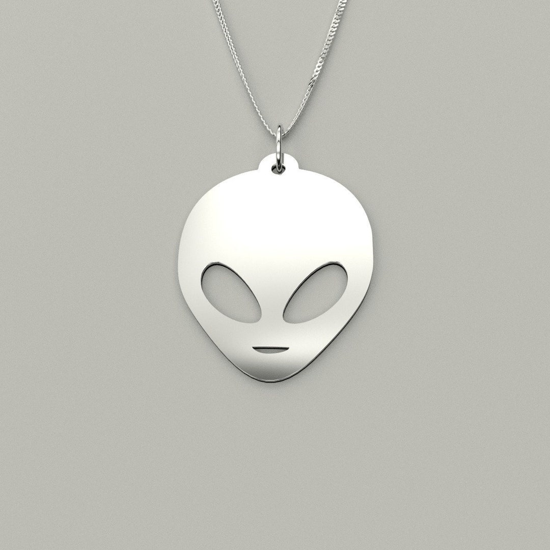 Alien Head Necklace, Silver UFO Charm, Outer Space Necklace ...