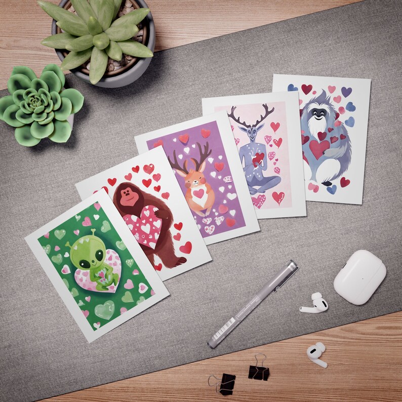 Birthday Cryptid Greeting Cards, 5-pack, Corny Cryptid Cards, Cryptid ...