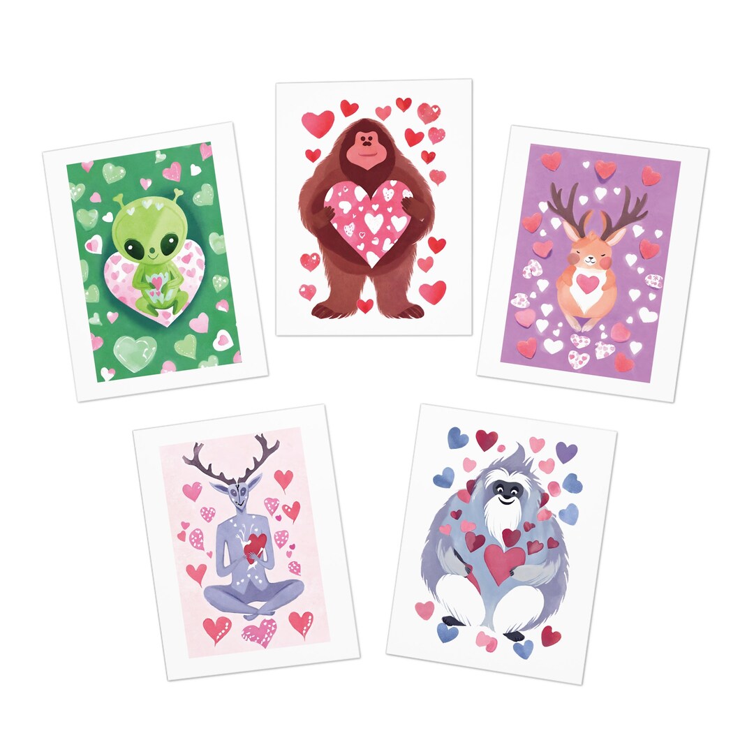 Birthday Cryptid Greeting Cards, 5-pack, Corny Cryptid Cards, Cryptid ...