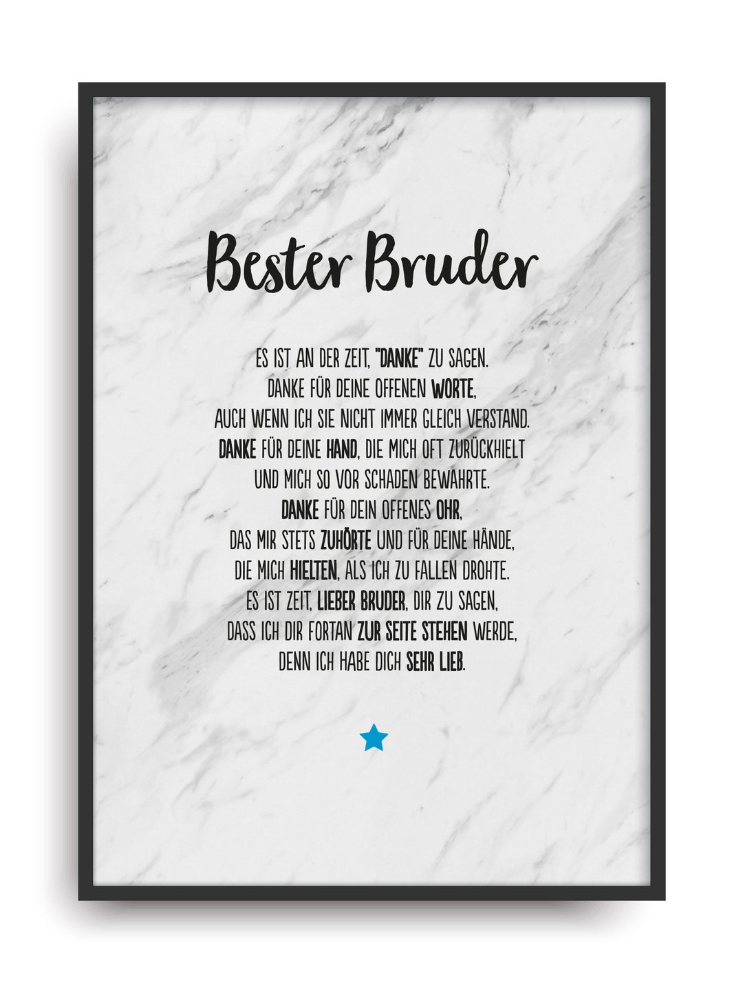 Gift Card BEST BRUDER Art Print Honor Title Sibling Award Picture ...