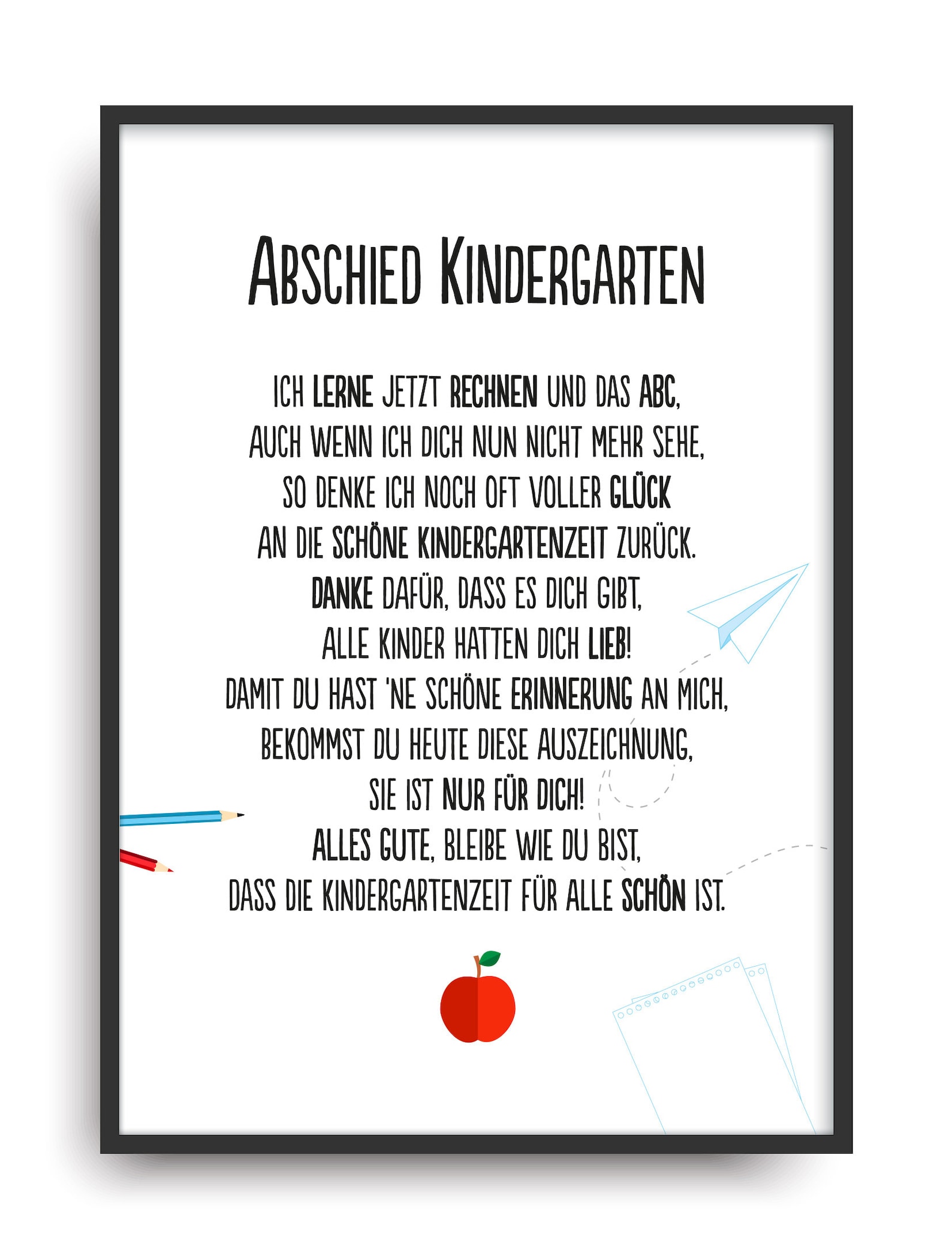 Geschenk Karte ABSCHIED KINDERGARTEN Kunstdruck Kita Verabschiedung Kind Erzieherin Bild ohne ...