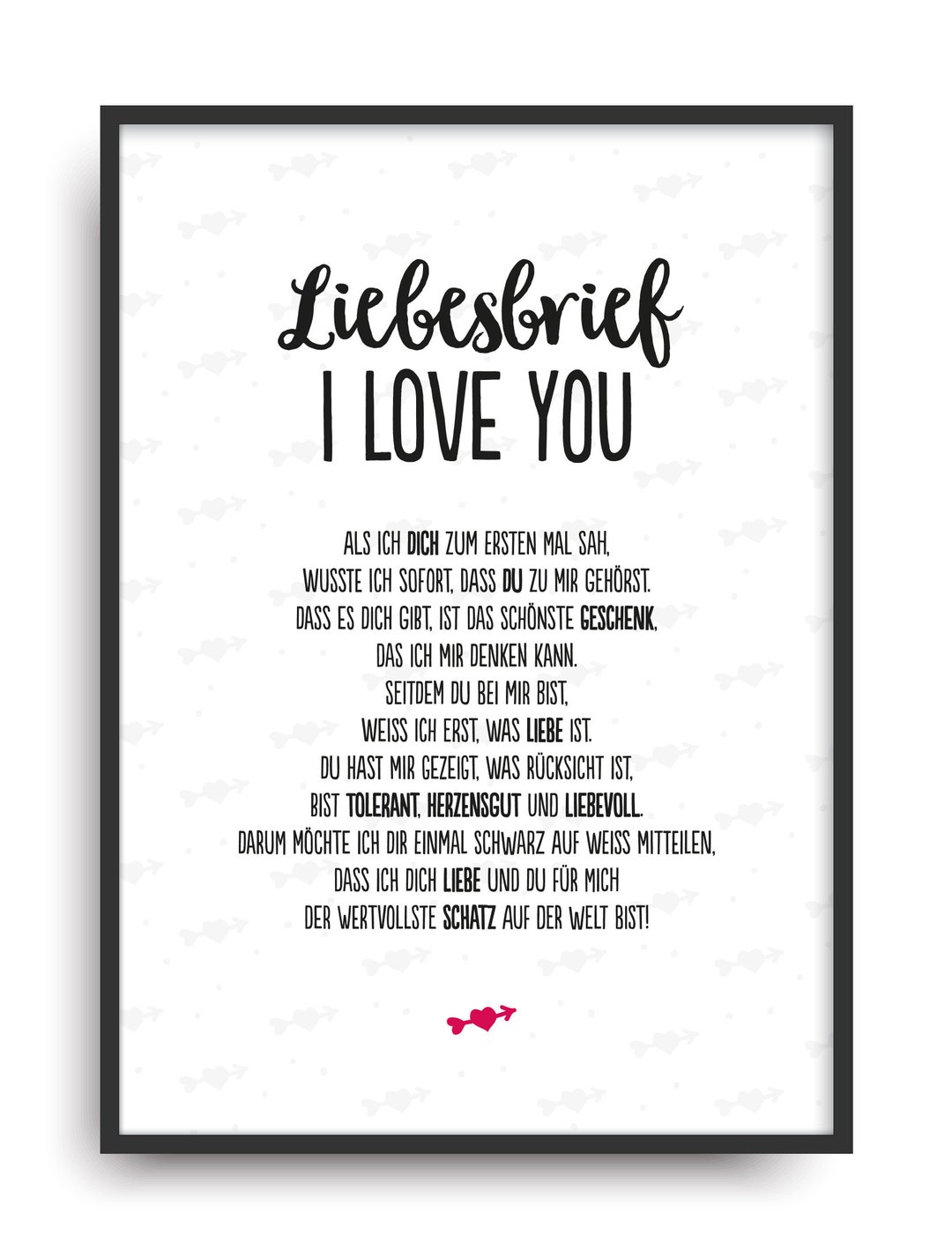 Gift Card LIEBESBRIEF 2 Art Print Love Gift Girlfriend Friend Love ...