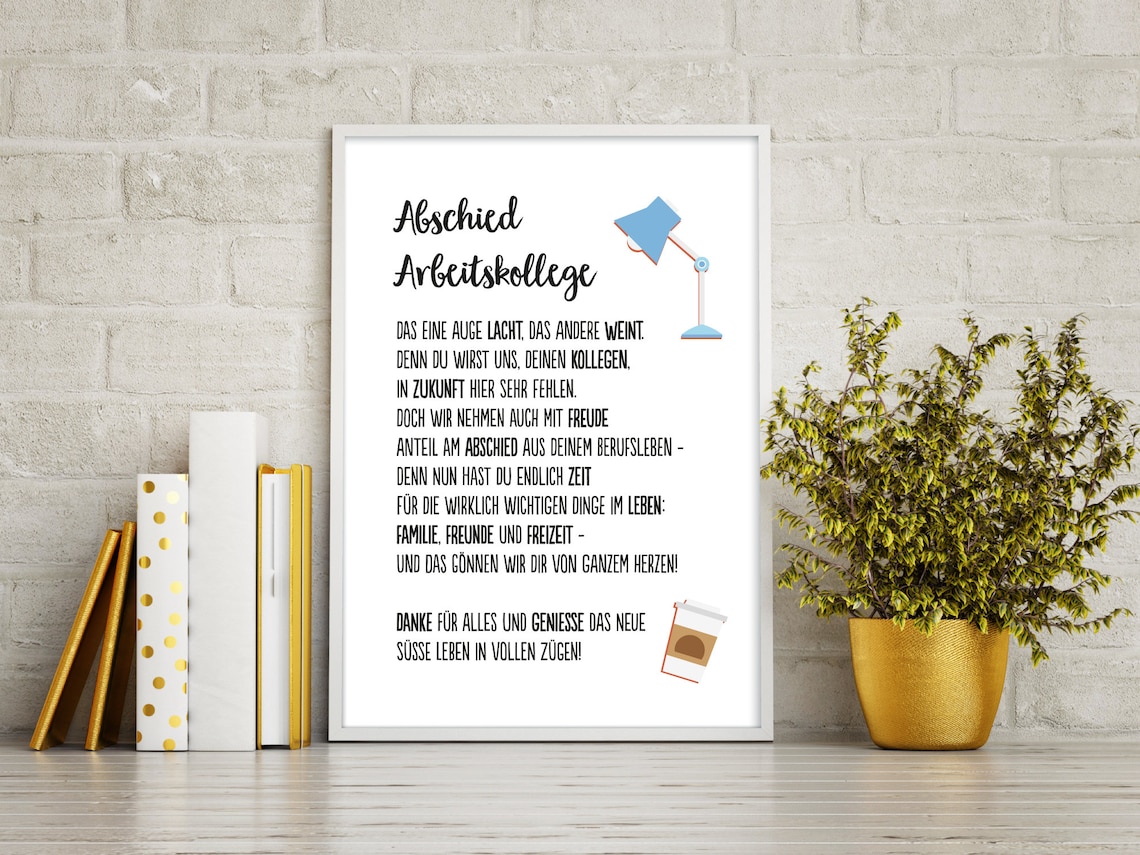 Geschenk Karte ABSCHIED ARBEITSKOLLEGE Kunstdruck Job Berufsleben ...