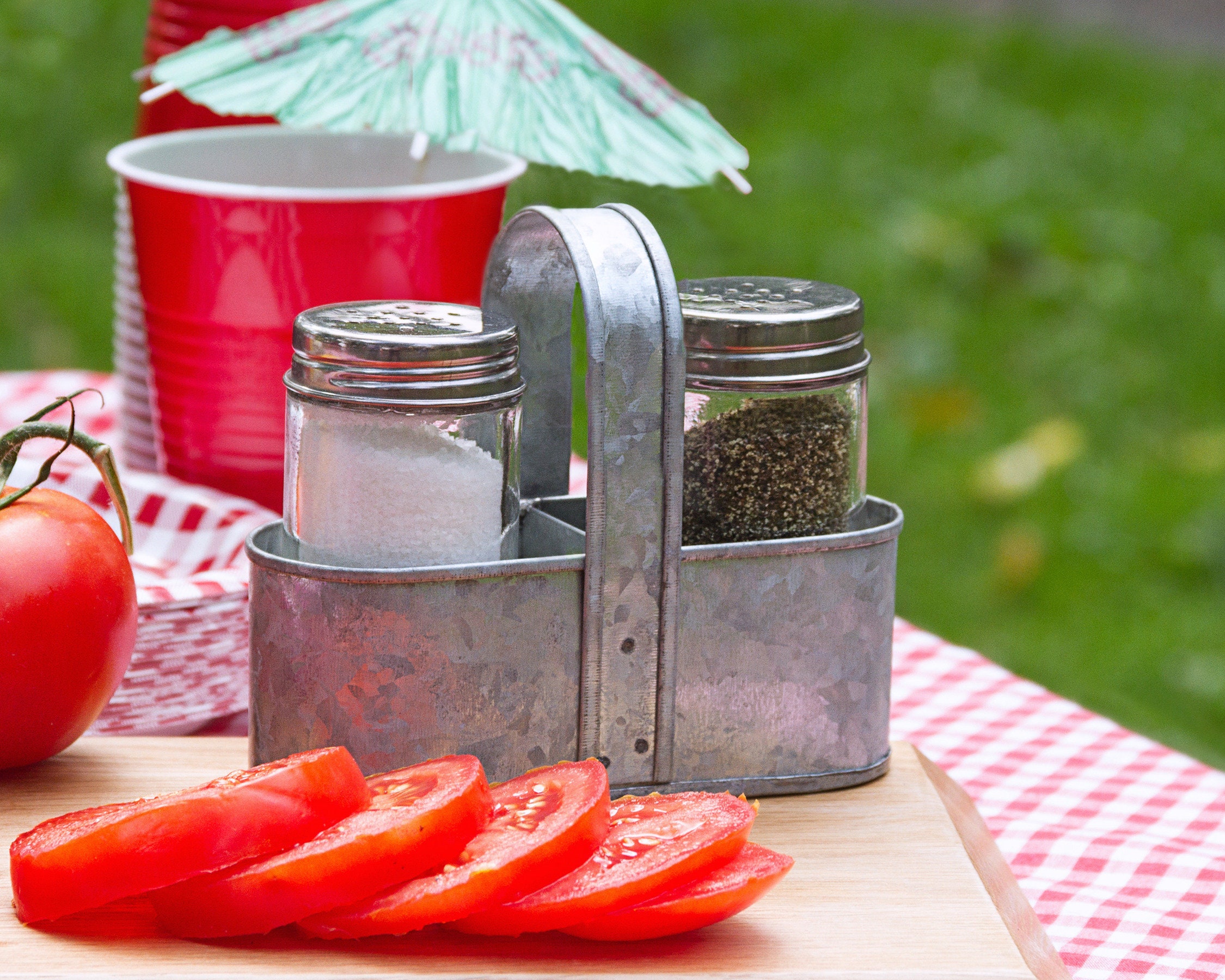 Farmhouse Galvanized Salt and Pepper Caddy Set | Etsy