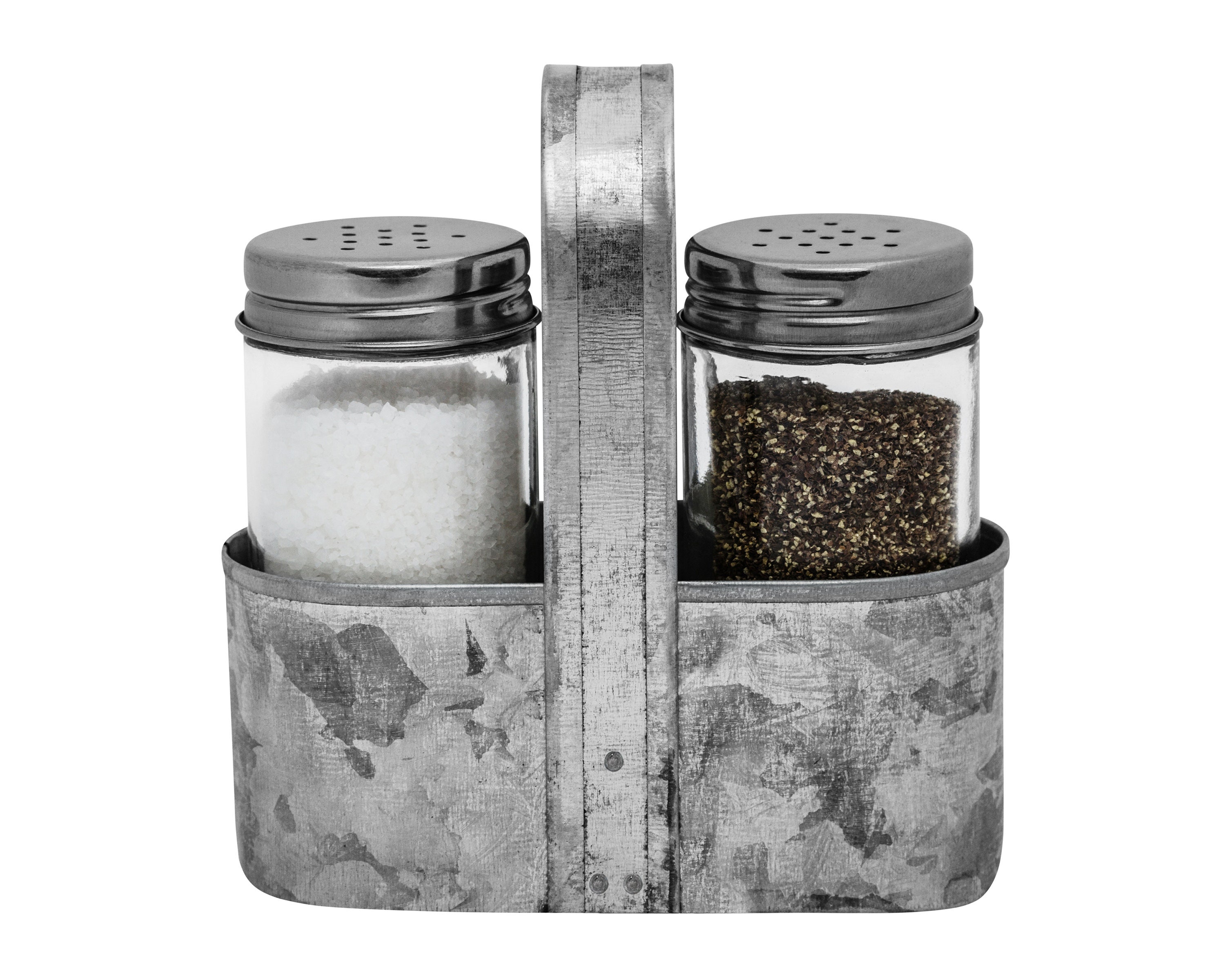 Farmhouse Galvanized Salt and Pepper Caddy Set | Etsy