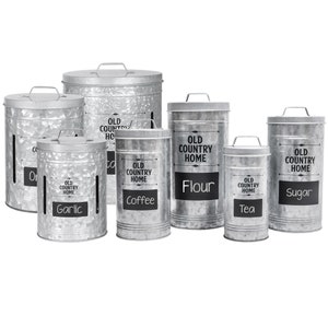 Farmhouse Kitchen Canisters Set by Saratoga Home Galvanized Set of 3 ...