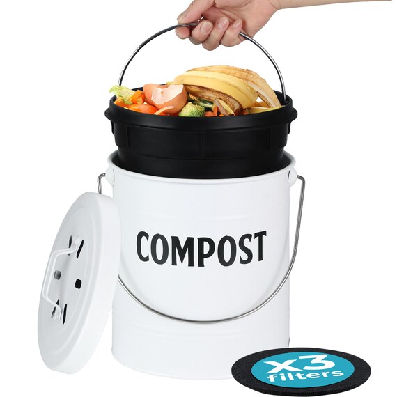 Compost Pail for Kitchen Counter by Saratoga Home White - Etsy
