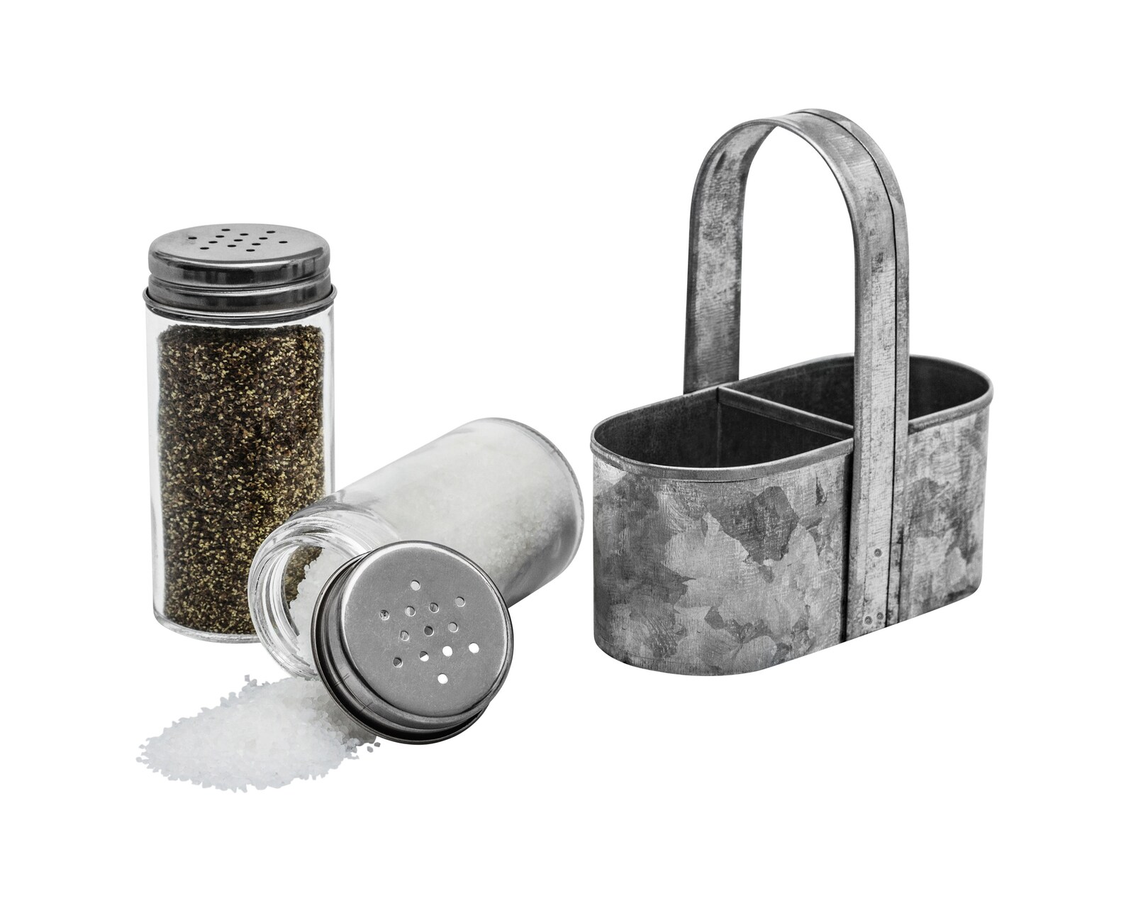 Farmhouse Galvanized Salt and Pepper Caddy Set | Etsy