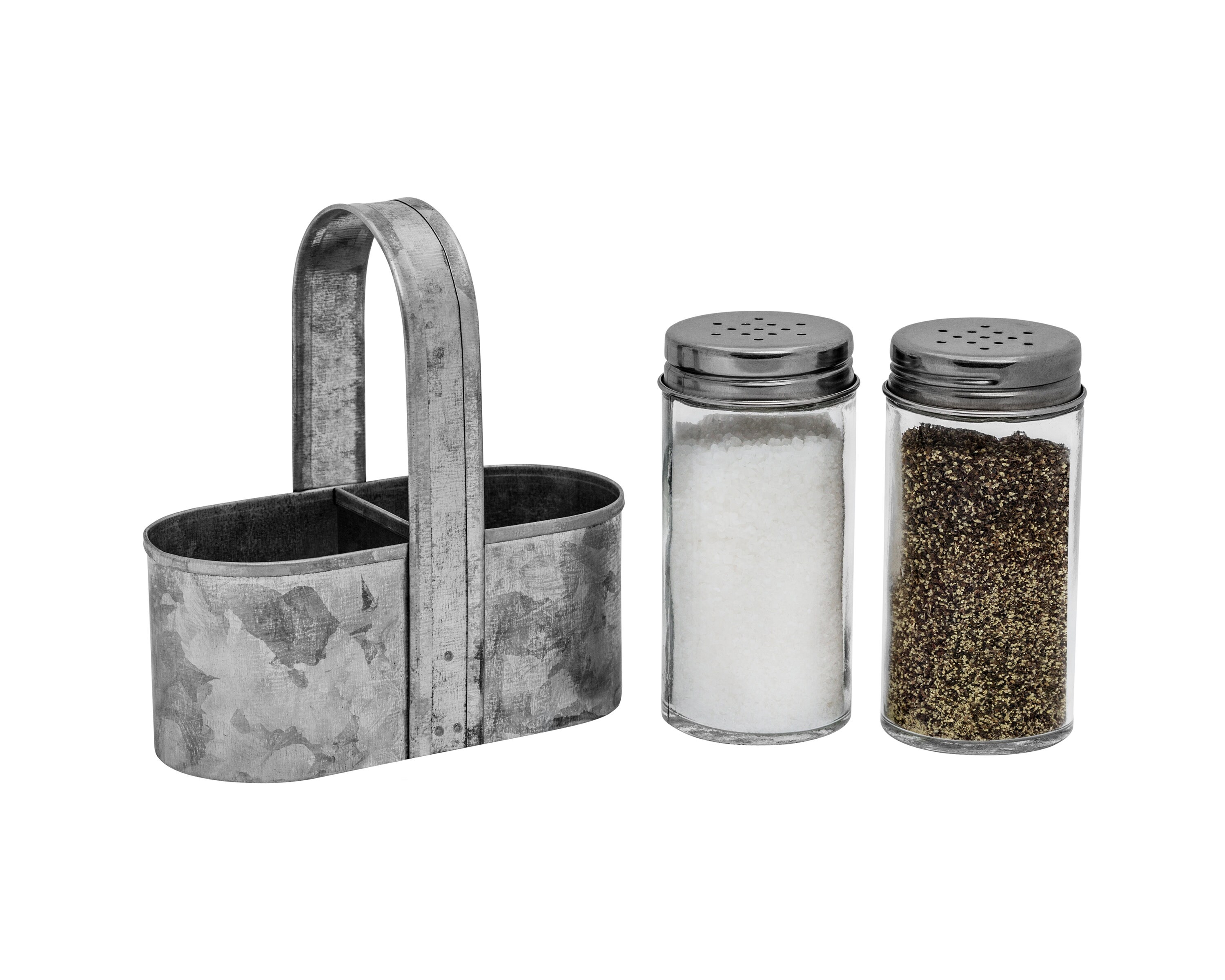 Farmhouse Galvanized Salt and Pepper Caddy Set | Etsy