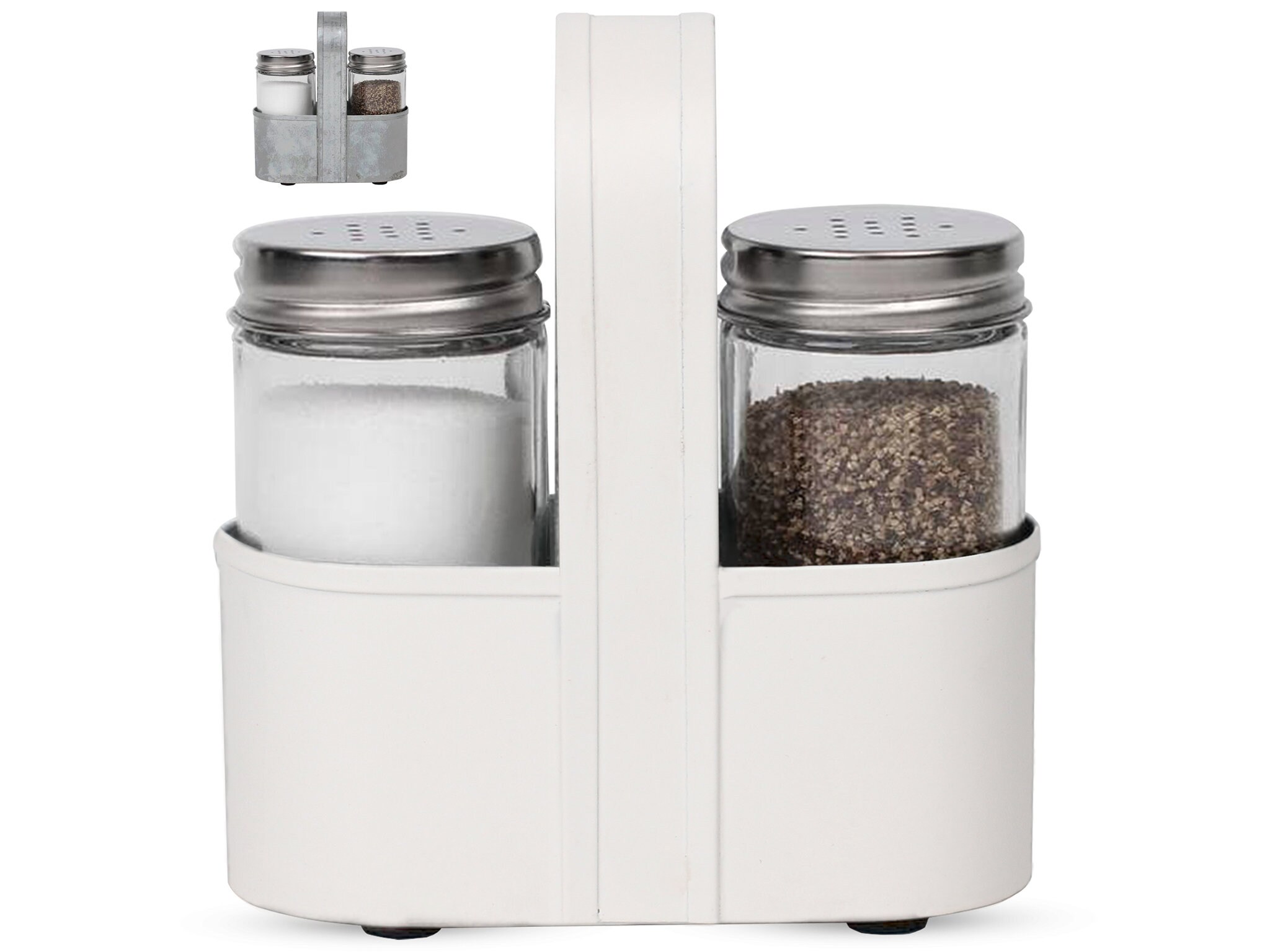 Farmhouse Galvanized Salt and Pepper Caddy Set - Etsy