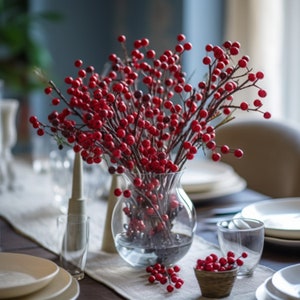 Red Wedding Decor Floral Wedding Shower Decor Christmas Faux Winter ...