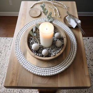 Round Wooden Candle Plate Holder Tray Farmhouse Table Centerpiece ...