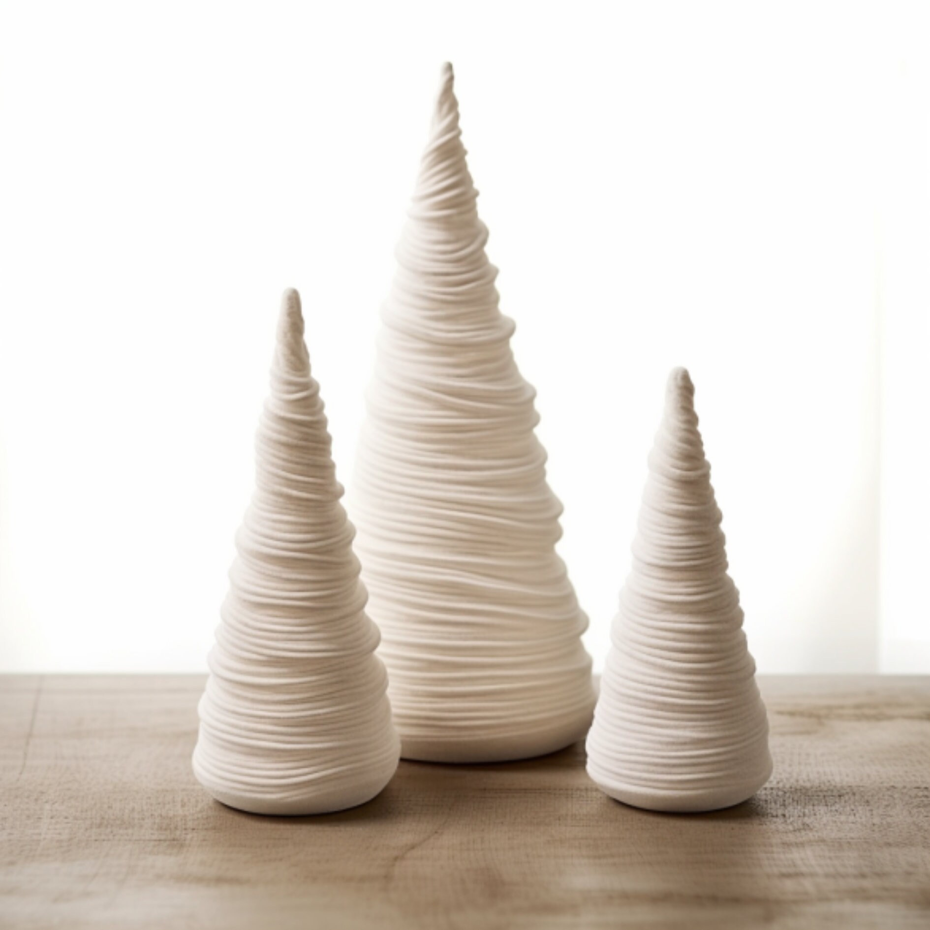 Set of 3 Winter Bright White Velvet Trees Neutral Modern - Etsy