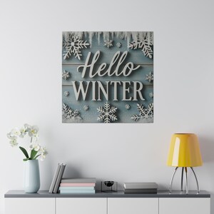 Hello Winter Sign, Custom Canvas Art, Winter Sign Decor, Winter Porch ...