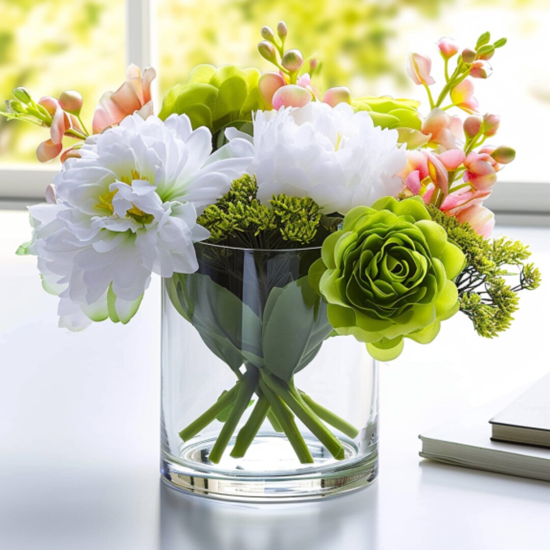 Set of 4 Clear Glass Cylinder Vases 6x6 Inches Floral Decor, Candle ...
