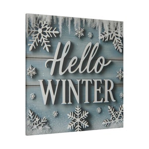Hello Winter Sign, Custom Canvas Art, Winter Sign Decor, Winter Porch ...