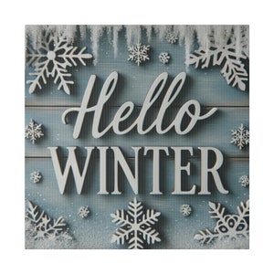 Hello Winter Sign, Custom Canvas Art, Winter Sign Decor, Winter Porch ...