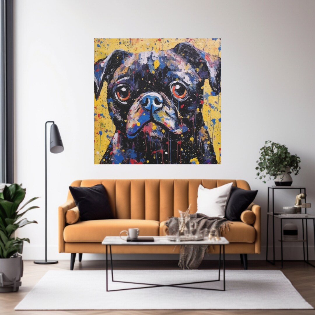Jackson Pollock-inspired Pug Art Canvas Funny Pet Painting - Etsy