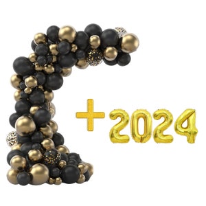 Black & Gold Balloon Garland Arch Kit, Elegant DIY Backdrop, Wedding ...