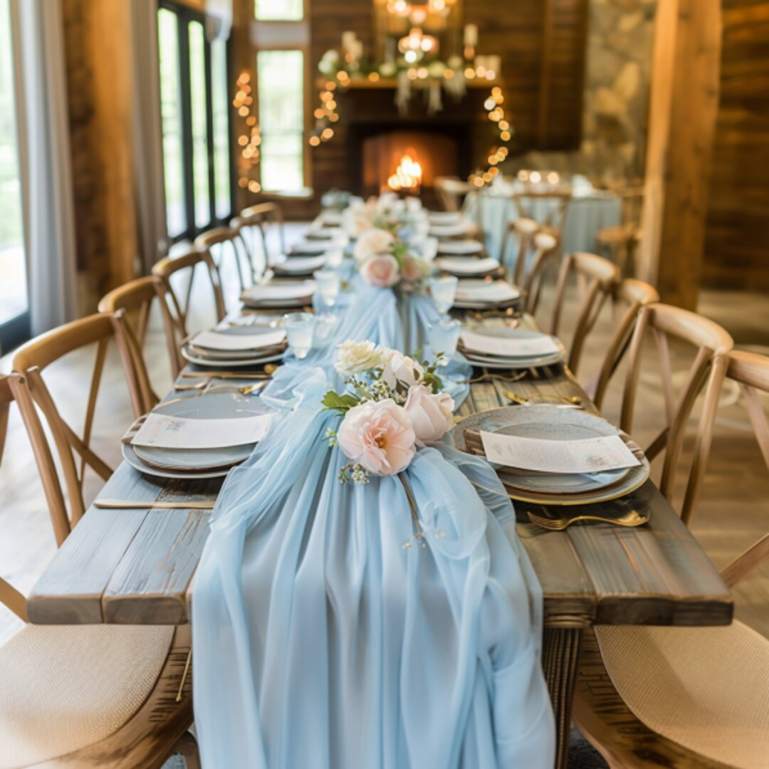 10-pack Baby Blue Cheesecloth Table Runner 10FT Elegant Gauze for ...