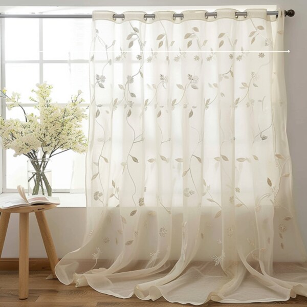 Sheer Floral Grommet Curtains - Etsy