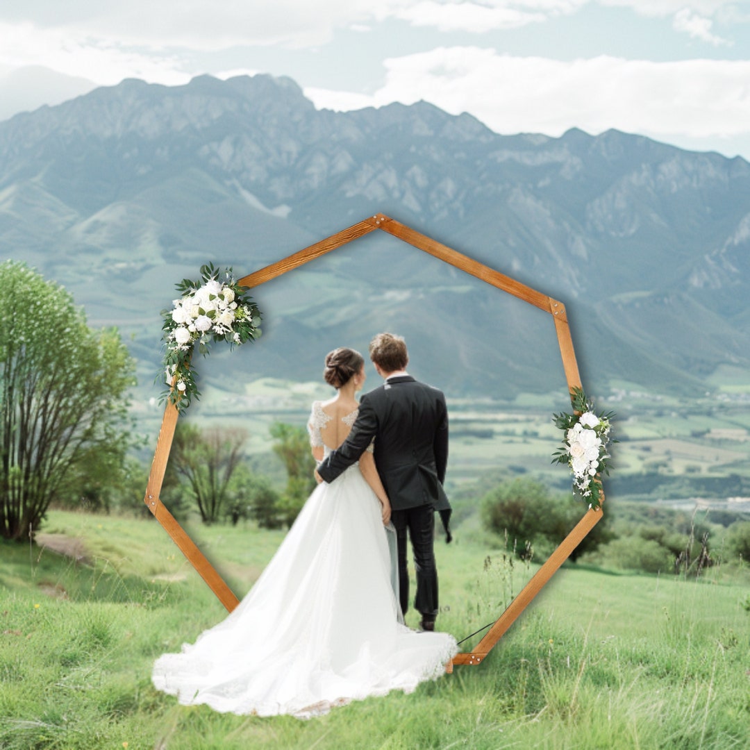 Rustic Wood Wedding Arch for Wedding Ceremony Rustic Heptagon Arbor ...