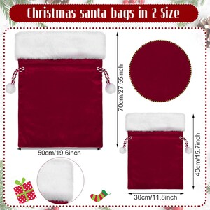 2-piece Velvet Santa Bags in Large and Small Drawstring Christmas Gift ...