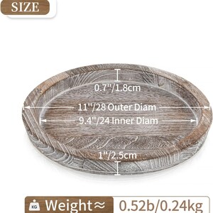 Round Wooden Candle Plate Holder Tray Farmhouse Table Centerpiece ...