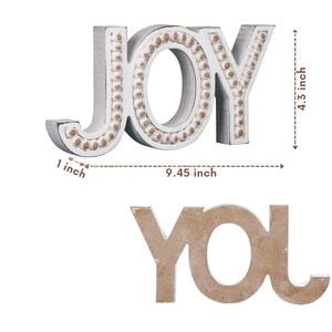 Joy Sign Beaded, Freestanding Wood Letters Joy, Rustic Joy Christmas ...