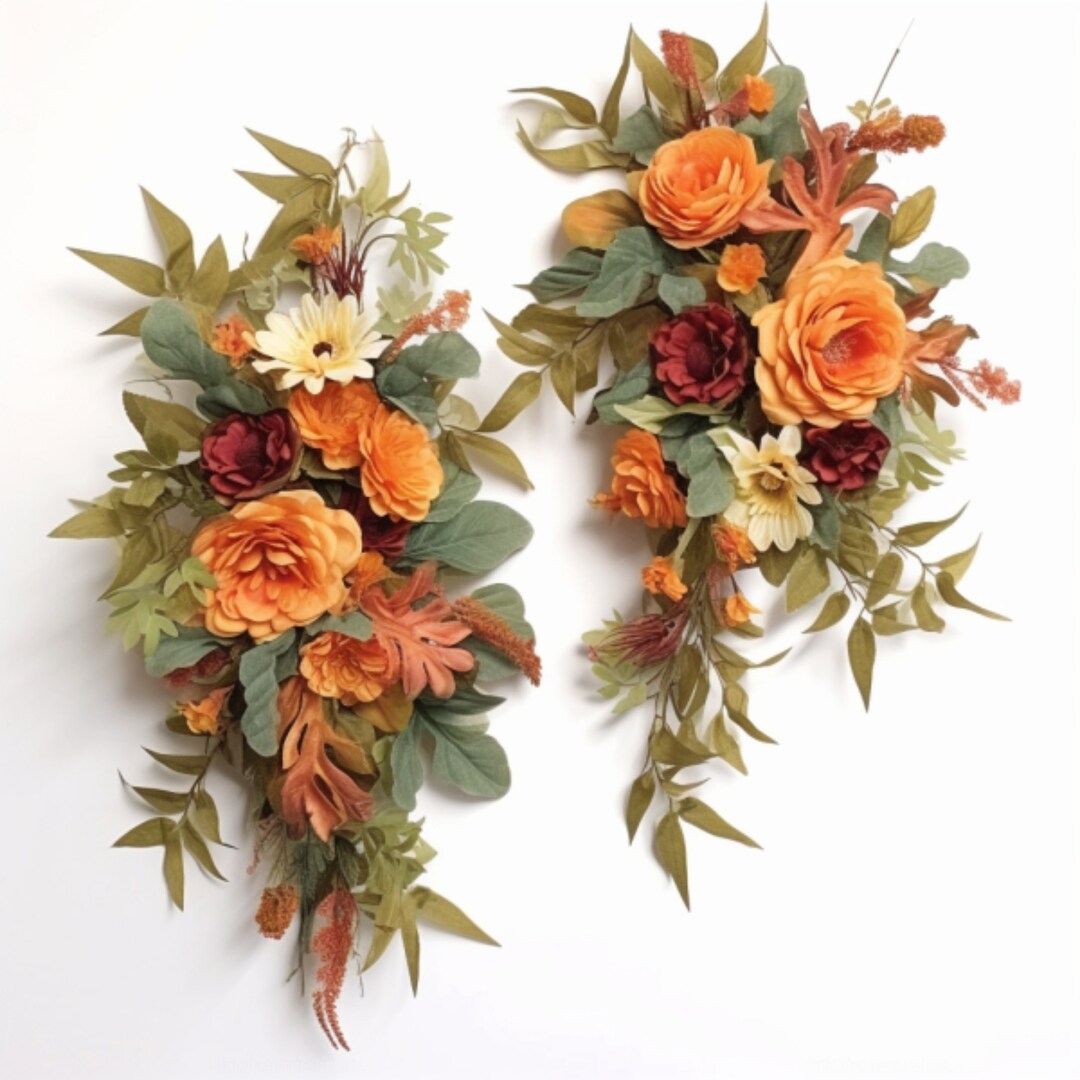 Set of 2 Artificial Wedding Arch Flowers Swag DIY Fall - Etsy