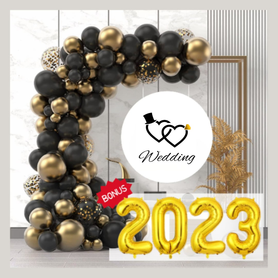Black & Gold Balloon Garland Arch Kit Elegant DIY Backdrop - Etsy