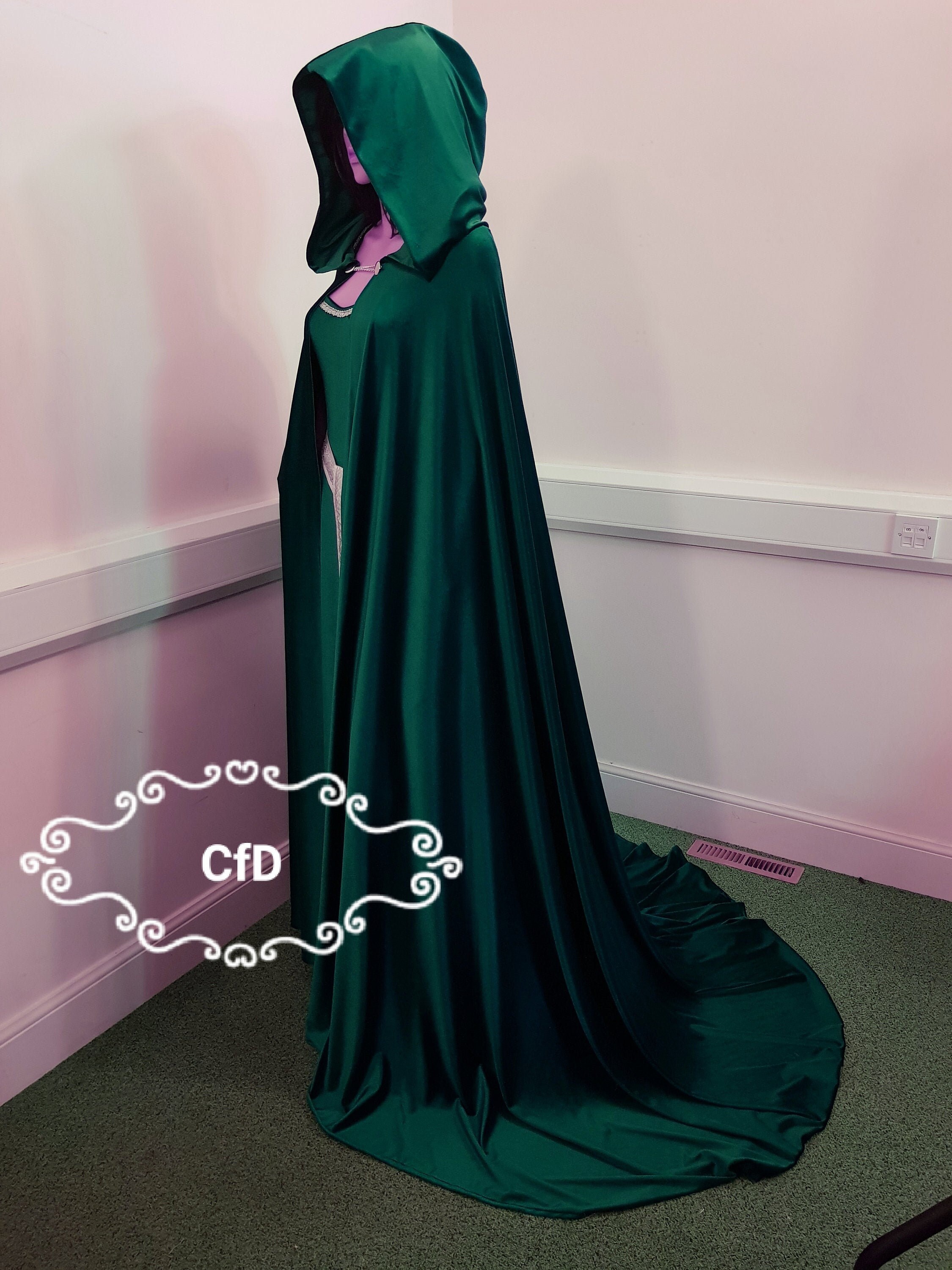 Cloak Hooded Velvet Satin Cape Renaissance Clothing Medieval Costume ...