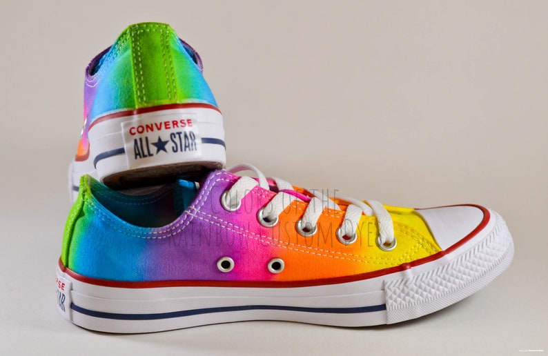 Custom Dyed Neon Rainbow Converse All Star Low Top Shoes - Etsy