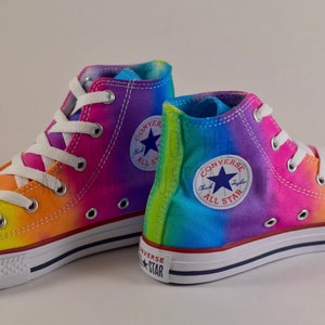 Custom Dyed Neon Rainbow Converse All Star High Top Shoes - Etsy