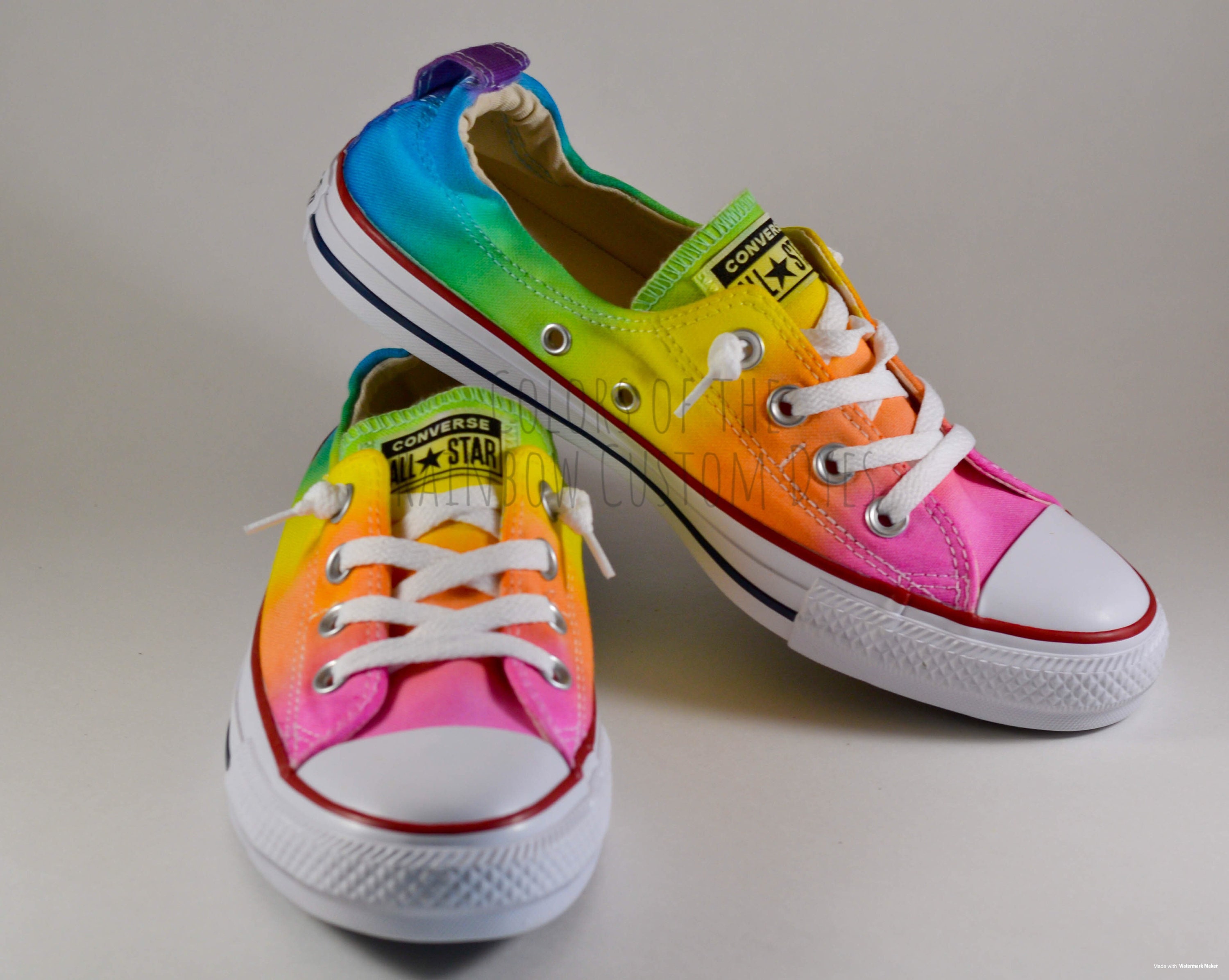 Custom Dyed Neon Rainbow Converse Shoreline Shoes - Etsy