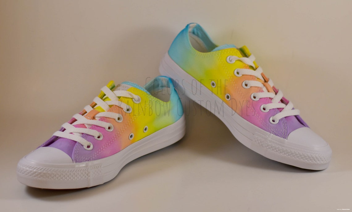 Custom Dyed Pastel Rainbow Converse Monochrome All Star Low Top Shoes ...