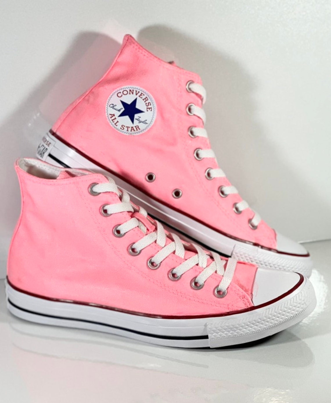 Custom Painted Neon Pink Converse All Star High Tops Shoes - Etsy