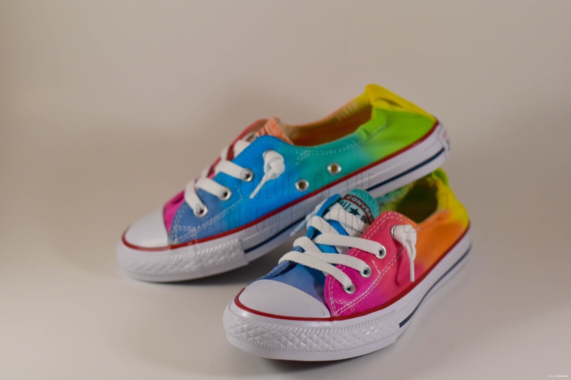 Custom Dyed Asymmetric Rainbow Converse Shoreline Shoes | Etsy