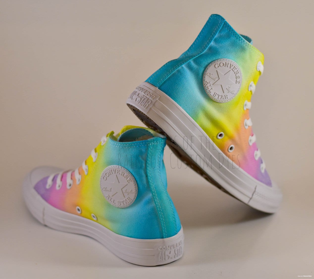 Custom Dyed Pastel Rainbow Converse Monochrome All Star High Top Shoes ...