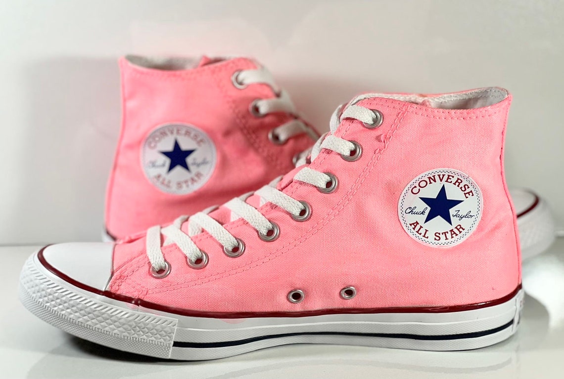 Custom Painted Neon Pink Converse All Star High Tops Shoes - Etsy