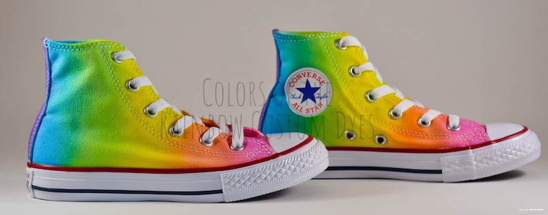 Custom Dyed Neon Rainbow Converse All Star High Top Shoes - Etsy