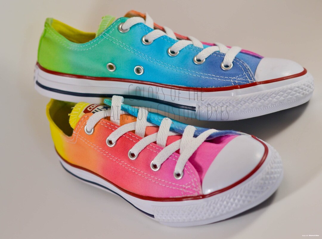 Custom Dyed Asymmetric Rainbow Converse All Star Low Top Shoes - Etsy