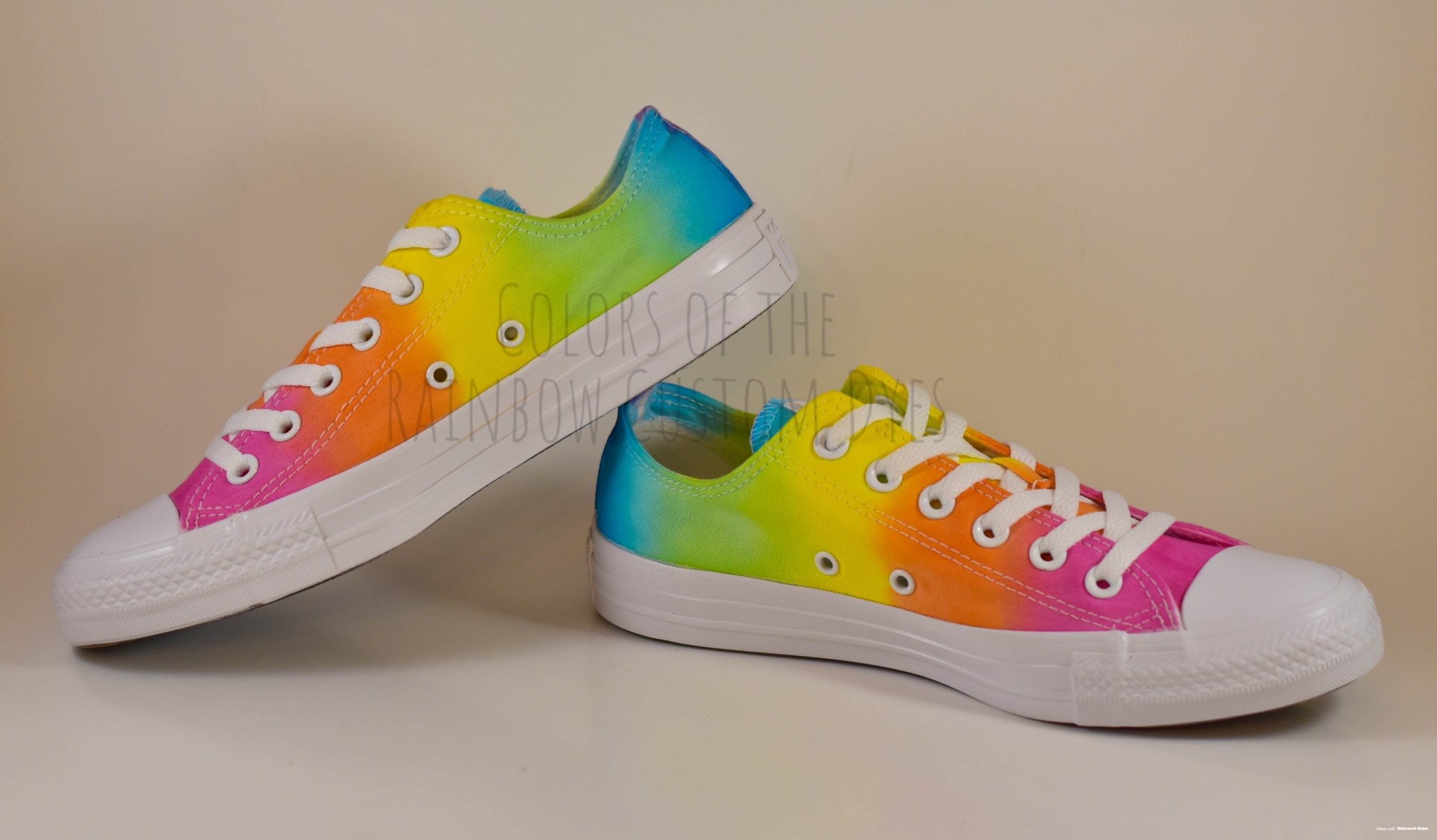 Custom Dyed Neon Rainbow Converse Monochrome All Star Low Top - Etsy UK