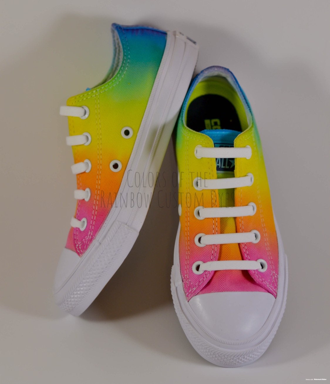 Custom Dyed Neon Rainbow Converse Monochrome All Star Low Top - Etsy UK