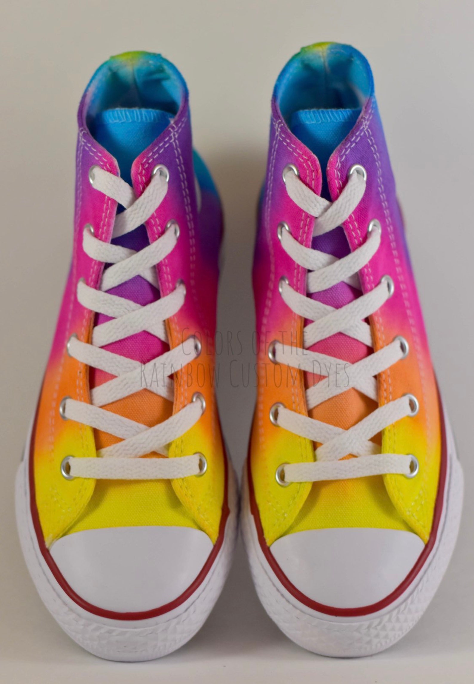 Custom Dyed Neon Rainbow Converse All Star High Top Shoes - Etsy