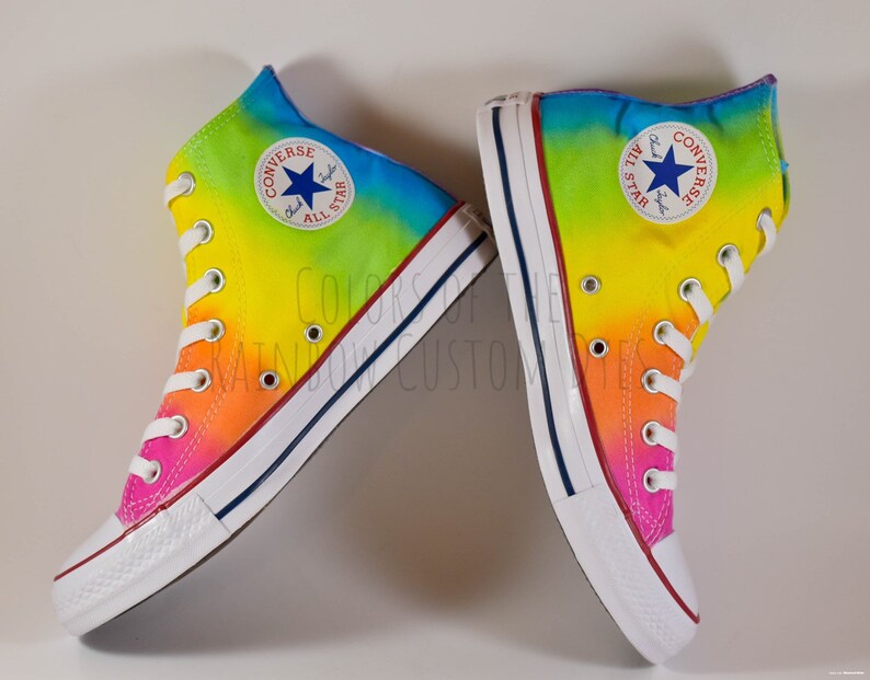 Custom Dyed Neon Rainbow Converse All Star High Top Shoes - Etsy